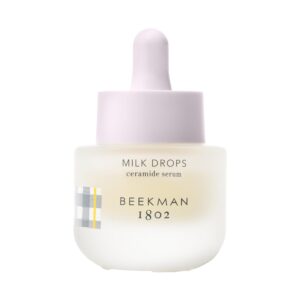 beekman 1802 milk drops ceramide facial serum - squalane oil, hyaluronic acid & goat milk face moisturizer - boosts skin radiance & hydrates deeply - fragrance free - for oily/acne prone skin