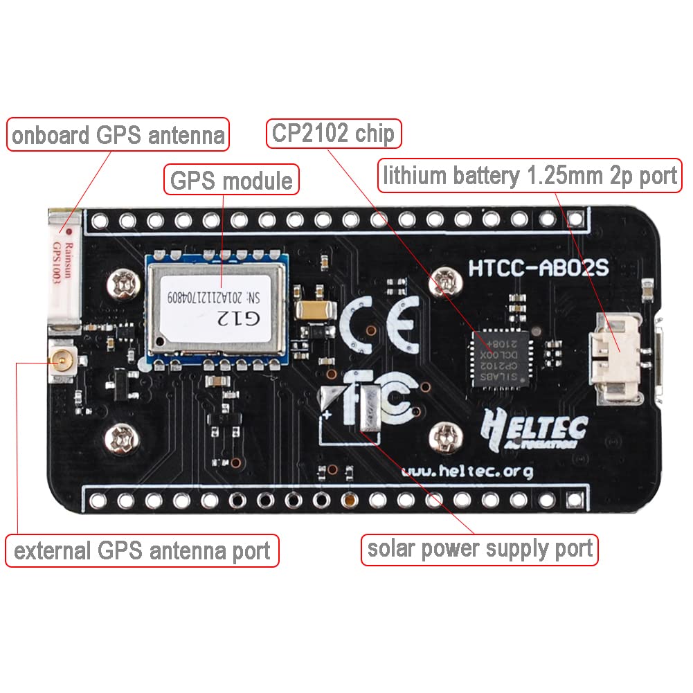 DIYmalls 915 LoRa GPS Module ASR6502 HTCC-AB02S Development Board SX1262 0.96 OLED + 915MHz LoRa Antenna + 1.25mm 2P Connector for Arduino LoRaWAN Gateway (Pack of 2)