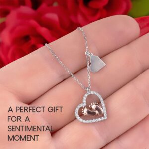 Aphrodite's Valentine's Gift for Grandma, Grandma to Be - Baby Feet Heart Pendant Necklace Baby Gift Set, Valentine's Day Gift Ideas for Grandma, Gifts for Grandmom, Valentine's Day Gift Grand Mother