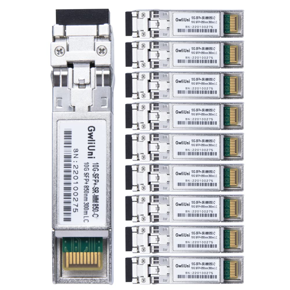 10Pcs Multi-Mode 10G SFP+ Fiber Module Network Transceiver, SR MM850nm 300m, Duplex LC for Switch, Router, Firewall, Network Card, Media Converter etc