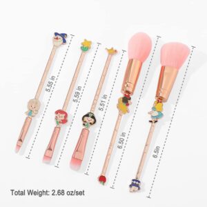 Snow White and Mermaid Makeup Brushes - Novelty Designed Classic Tales Theme Makeup Brush Set for Girls, Kawaii MakeupTool Gift for Women (Pink 1)