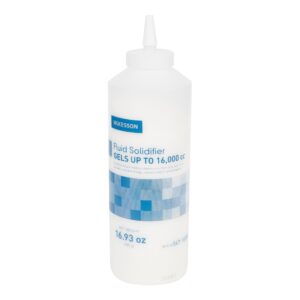 mckesson fluid solidifier - fast, effective, gels up to 16,000 cc - spout cap bottle, 16 oz, 1 count, 1 pack