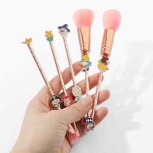 Snow White and Mermaid Makeup Brushes - Novelty Designed Classic Tales Theme Makeup Brush Set for Girls, Kawaii MakeupTool Gift for Women (Pink 1)