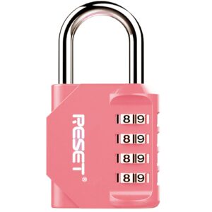 reset-060 4 digit combination lock outdoor padlock for school gym sports locker fence toolbox gate suitcase hasp pink