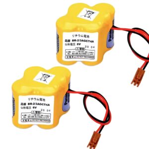 baobute 2pcs br-2/3agct4a 6v 4400mah replacement battery for fanuc a98l-0031-0025 cnc system with brown plug