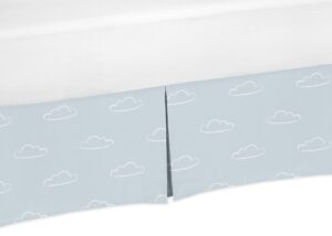 sweet jojo designs blue clouds boy baby crib bed skirt nursery dust ruffle - slate and white cloud sky for vintage airplane aviator aviation collection