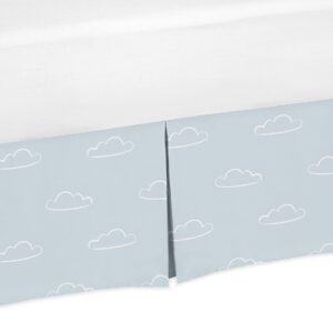 Sweet Jojo Designs Blue Clouds Boy Baby Crib Bed Skirt Nursery Dust Ruffle - Slate and White Cloud Sky for Vintage Airplane Aviator Aviation Collection