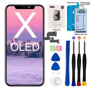 efaithfix for iphone x screen replacement oled [not lcd] 5.8 inch display digitizer 3d touch screen frame assembly with repair tools kit waterproof adhesive tempered glass for model a1865/a1901/a1902