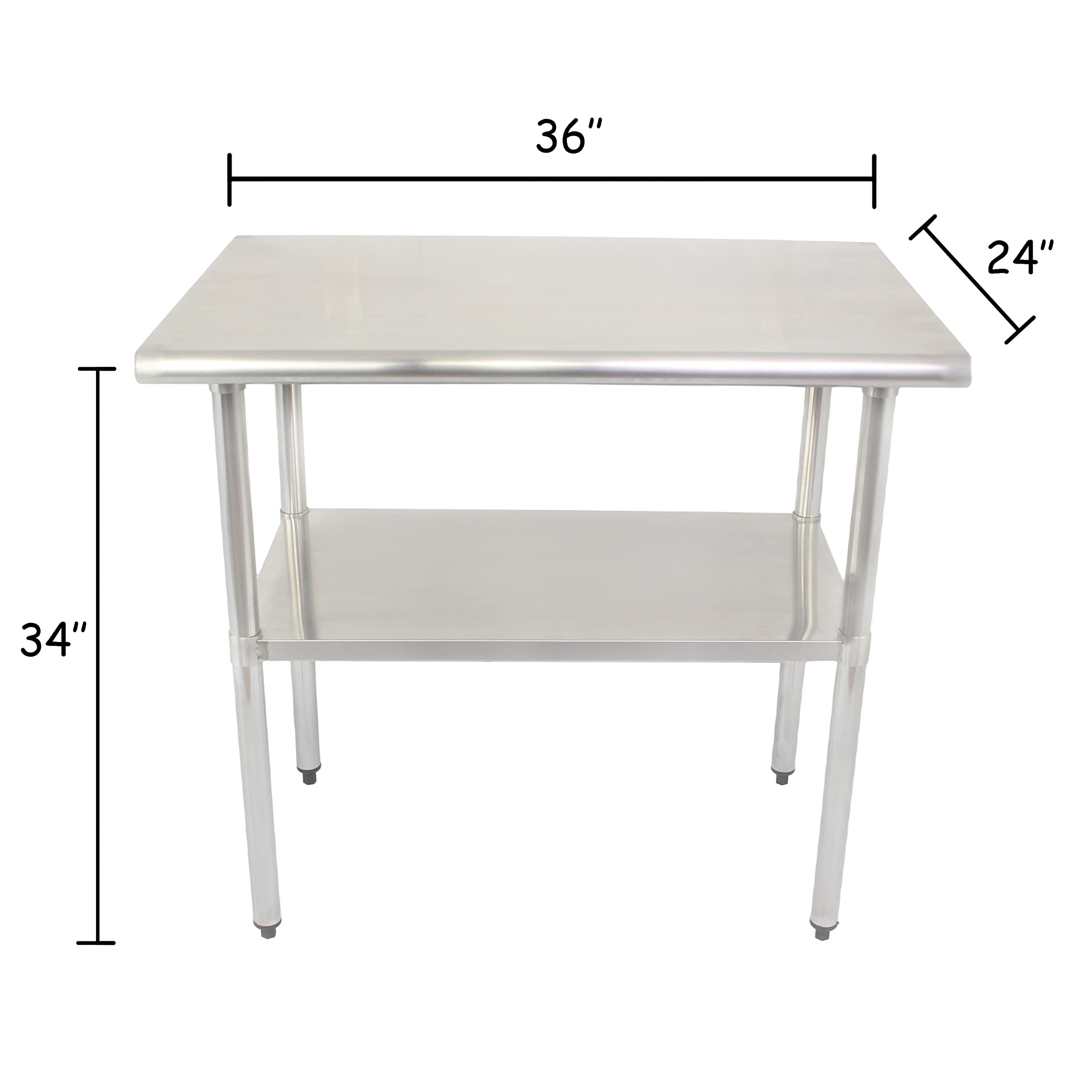 STEELBUS 24 x 36 Inches Stainless Steel Table,NSF Commercial Heavy Duty Kitchen Prep & Work Table with Adjustable Under Shelf,Metal Food Workstation,for Restaurant, Home and Hotel…