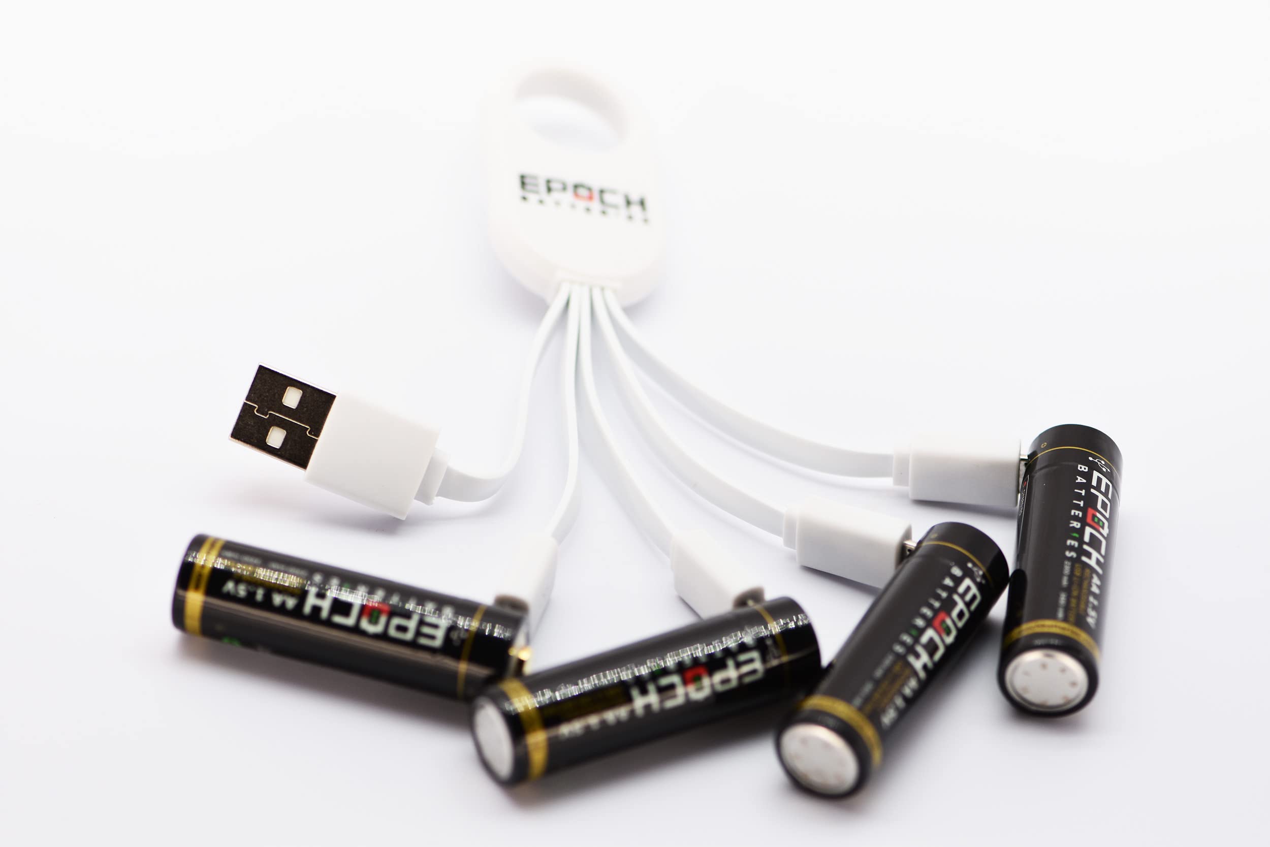 EPOCH AA Battery 1.5V AA Lithium ion Batteries 3450mWh High Capacity with Micro USB Cable, 2 Hours Quick Charge USB AA Rechargeable Batteries 4 Packs