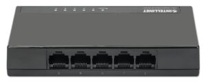 manhattan 5 port fast ethernet switch – 10/100/1000 mbps - computer desktop internet networking splitter lan hub router, unmanaged, plug & play, fanless quiet, plastic – 3 yr mfg warranty - 561747