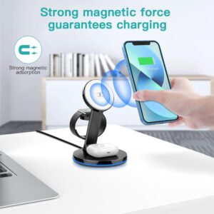 Weetla 3 in 1 Magnetic Wireless Charger Stand,15W Fast Wireless Charger with QC 3.0 Adapter,Wireless Charging Station for iPhone 14,13,12/ProMax/Pro/Mini/Plus, iWatch 8/7/6/SE/5/4/3/2, AirPods Pro/3/2