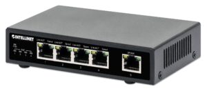 intellinet 5-port poe ethernet switch - 62w power budget, power output up to 30w per port, unmanaged, wall mountable, fanless - for computer networking hub, desktop, 3 yr mfg warranty – 561839