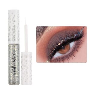 hacaus 1pcs glitter liquid eyeliner shimmer eye liner long lasting eyeshadow women makeup symphony silver color 02