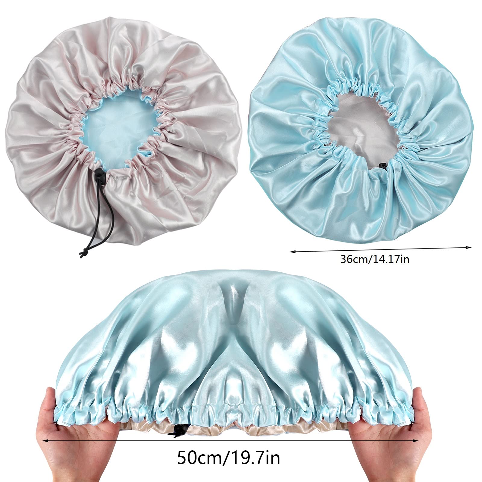 2 Pcs Satin Bonnet Silk Bonnet for Women Sleeping, Double Layer Satin Bonnet for Natural and Curly Hair