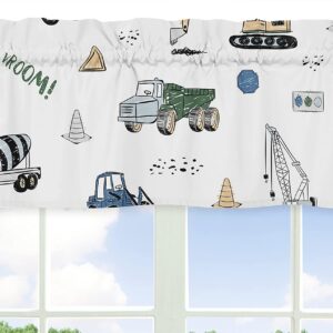 Sweet Jojo Designs Construction Truck Window Treatment Valance - Grey Yellow Black Blue and Green Transportation