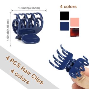 Vsiopy Hair Clips Medium Size Claw Hair Clips for Women Thin Hair No Slip, Hair Clips for Thick Hair, Double Row Jaw Clip (4 PCS)