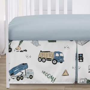 Sweet Jojo Designs Construction Truck Baby Boy Nursery Crib Bedding Set - 4 pieces - Grey Yellow Black Blue and Green Transportation Chevron Arrow