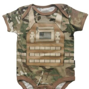 Jolt TC Army Air Force Future Soldier Multicam Camo Short Sleeve Baby Flak Jacket Bodysuit (3 6 Months)