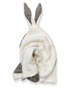 leyl&ari plush lovey, bunny ear security blankie, soft premium quality, gender neutral unisex gift, made in usa