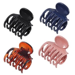 vsiopy hair clips medium size claw hair clips for women thin hair no slip, hair clips for thick hair, double row jaw clip (4 pcs)