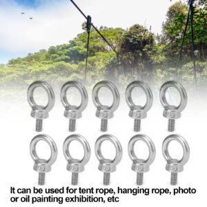 Lifting Eye, Screw Eye Kit Lifting Eye Bolts 10pcs M6 Stainless Steel Lifting Eye Bolts Eye with Lock Nuts for Tage Lighting Safety Ropes