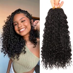 goddess bohemian box braids crochet hair-8 packs 18 inch boho crochet braids for black women synthetic braiding hair (1b#, 24 inch (pack of 7))