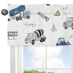 Sweet Jojo Designs Construction Truck Window Treatment Valance - Grey Yellow Black Blue and Green Transportation