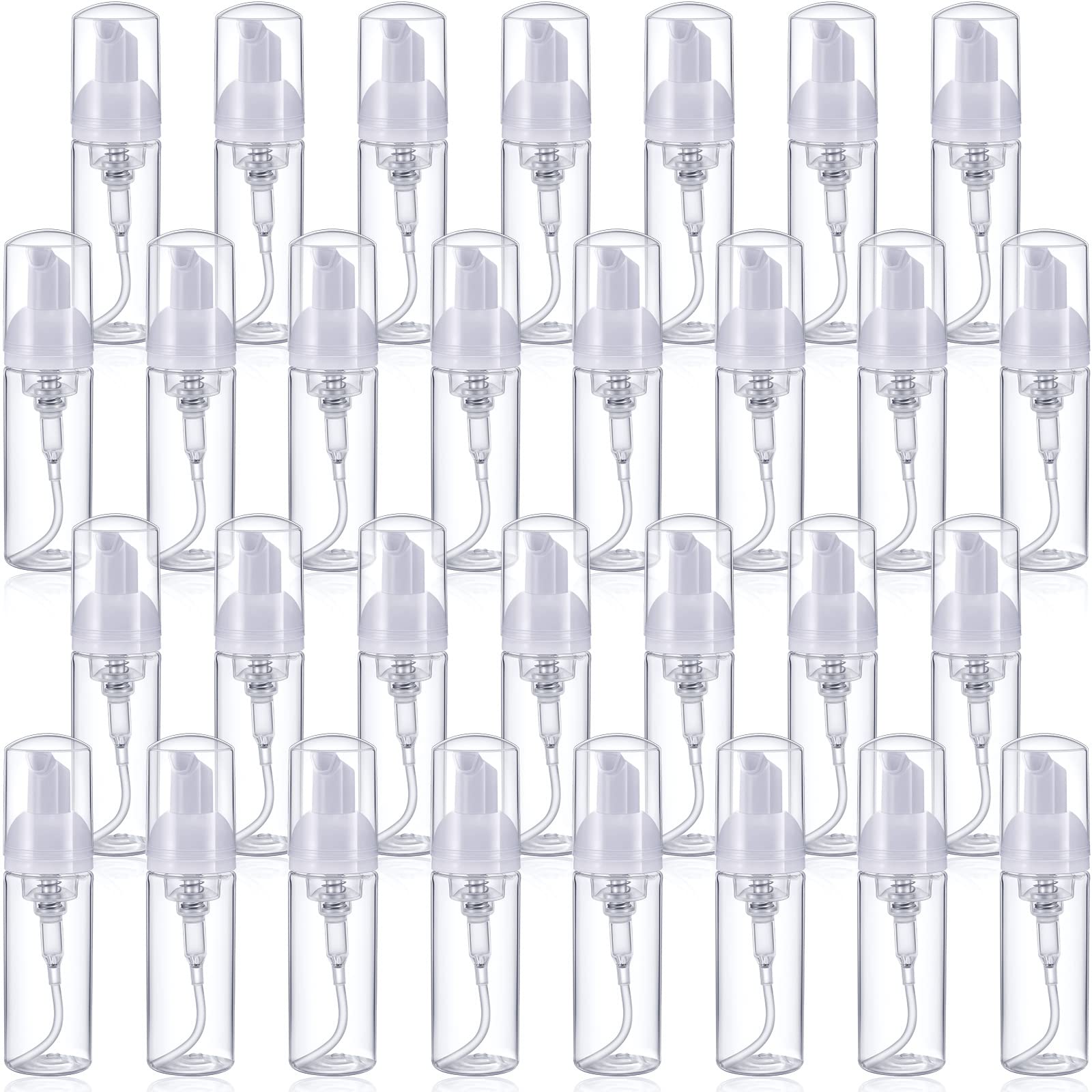 50 Pcs Foam Pump Bottle 50 ml/ 1.7 oz Mini Empty Bottle with Pump Clear Spray Plastic Foam Bottles Empty Foam Pump Bottle Mini Foaming Dispensers for Shampoo Cleaning Lash Cosmetics Packaging