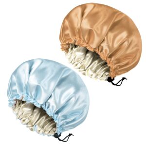 2 pcs satin bonnet silk bonnet for women sleeping, double layer satin bonnet for natural and curly hair