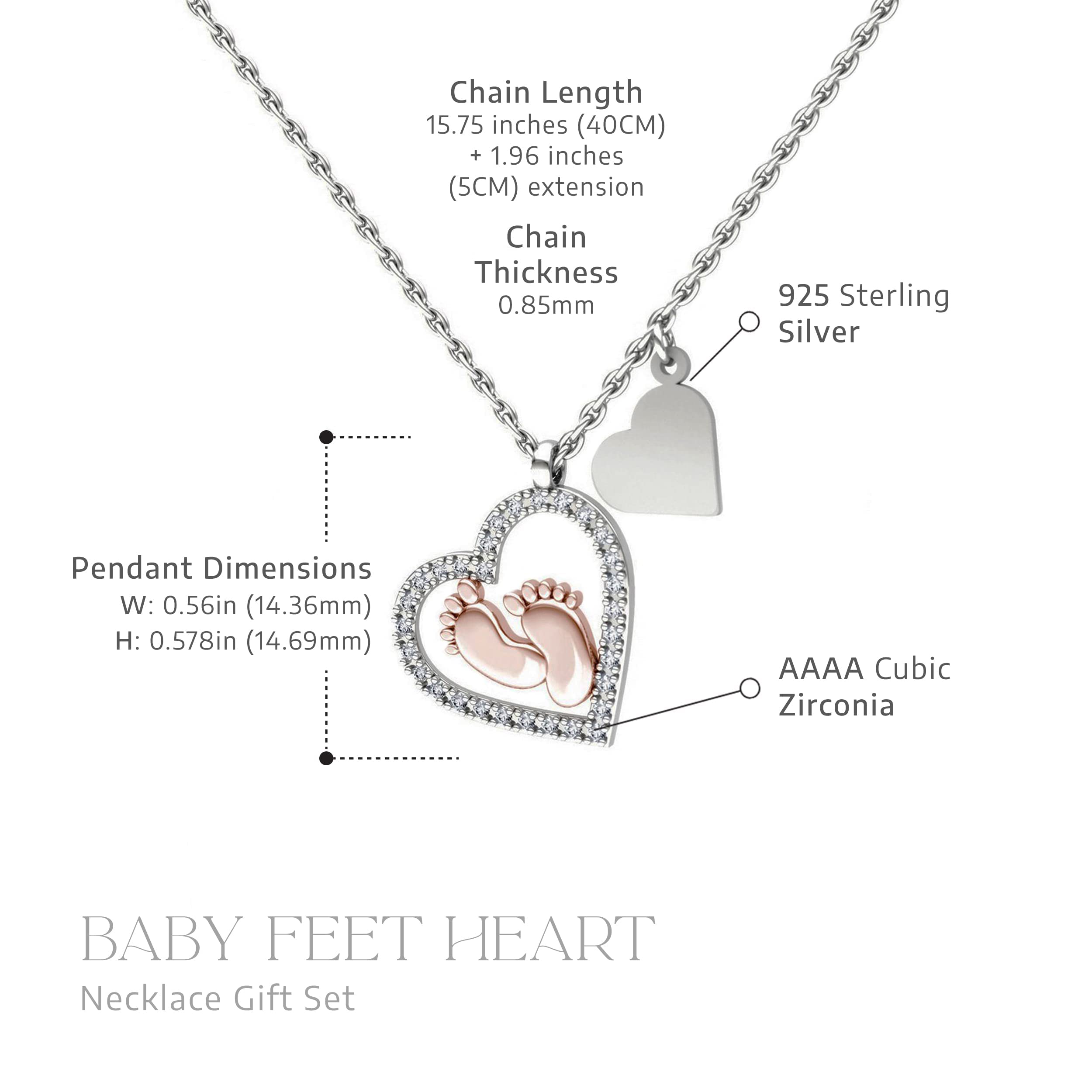 Aphrodite's Valentine's Gift for Grandma, Grandma to Be - Baby Feet Heart Pendant Necklace Baby Gift Set, Valentine's Day Gift Ideas for Grandma, Gifts for Grandmom, Valentine's Day Gift Grand Mother