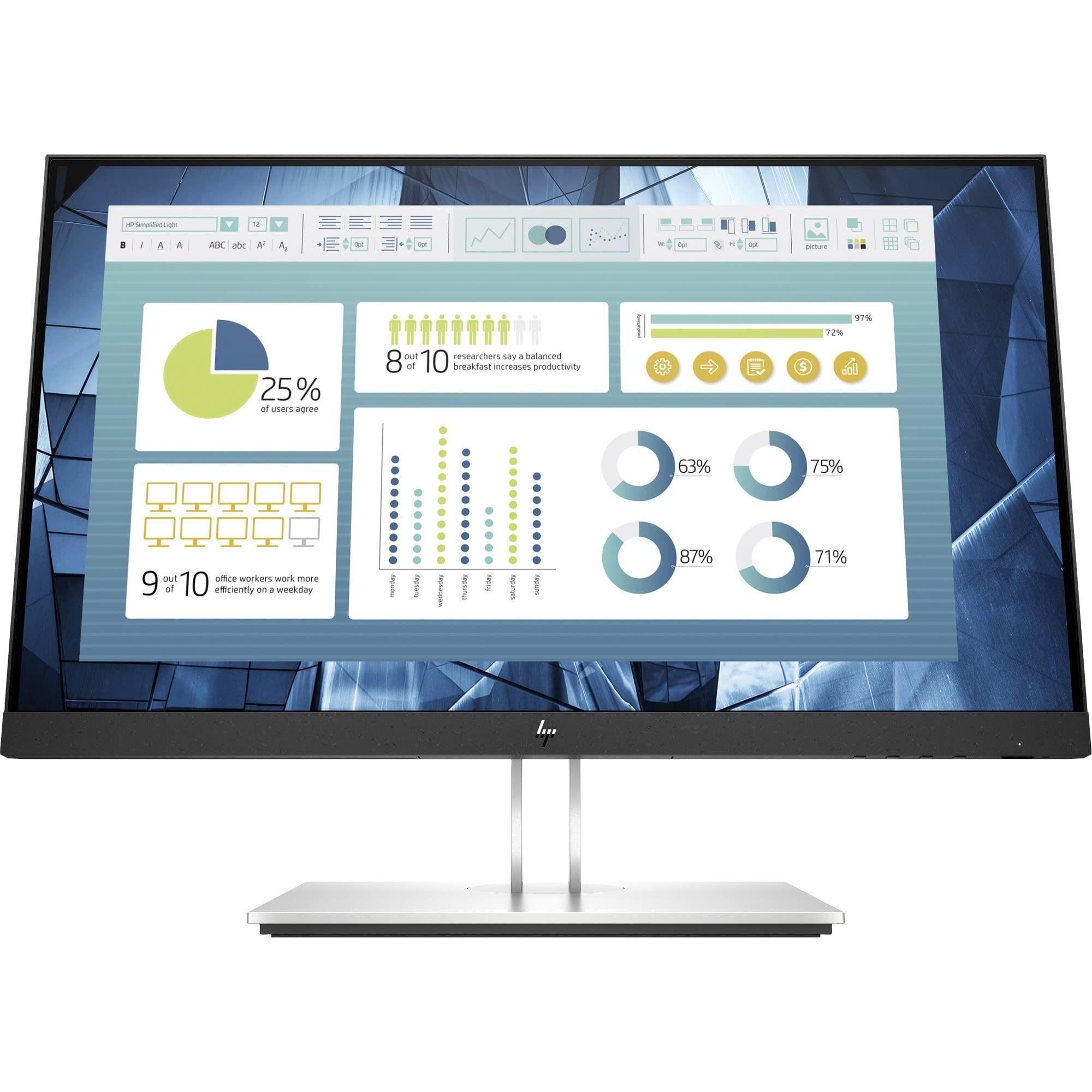 HP E22 G4 21.5" Full HD LCD Monitor - 16:9-22" Class - in-Plane Switching (IPS) Technology - 1920 x 1080-250 Nit - 5 ms - HDMI - VGA - DisplayPort - USB Hub