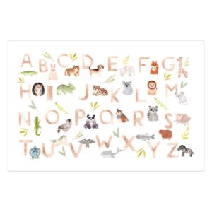 disposable placemats for baby 60 pack, 12"x18" disposable stick-on placemats , animal alphabet adhesive placemats for toddler, baby lead weaning, travel baby essentials