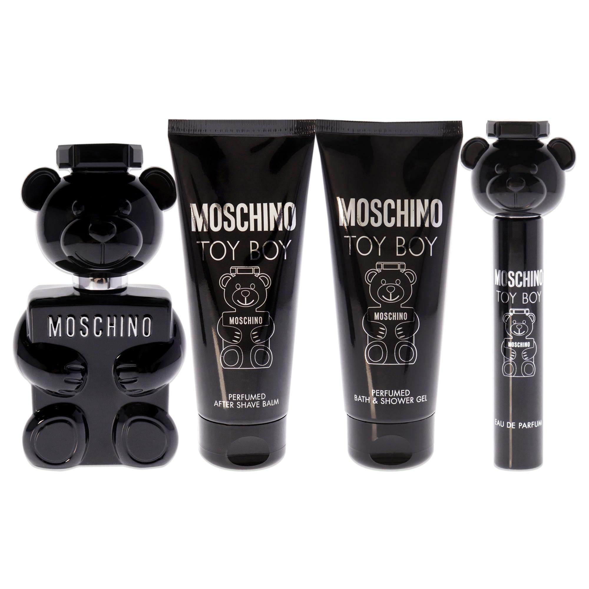 Moschino Moschino Toy Boy Men 3.4 oz EDP Spray, 0.3 oz EDP Spray, 3.4 oz After Shave Balm, 3.4 oz Bath and Shower Gel 4 Pc Gift Set