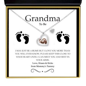 aphrodite's valentine's gift for grandma, grandma to be - baby feet heart pendant necklace baby gift set, valentine's day gift ideas for grandma, gifts for grandmom, valentine's day gift grand mother