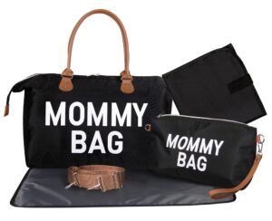 mommy bag diaper bag tote, for hospital with changing pad, hospital bags for labor and delivery, maternity bag for baby shower, large capacity baby bag, mom for hospital bag essentials.(black)