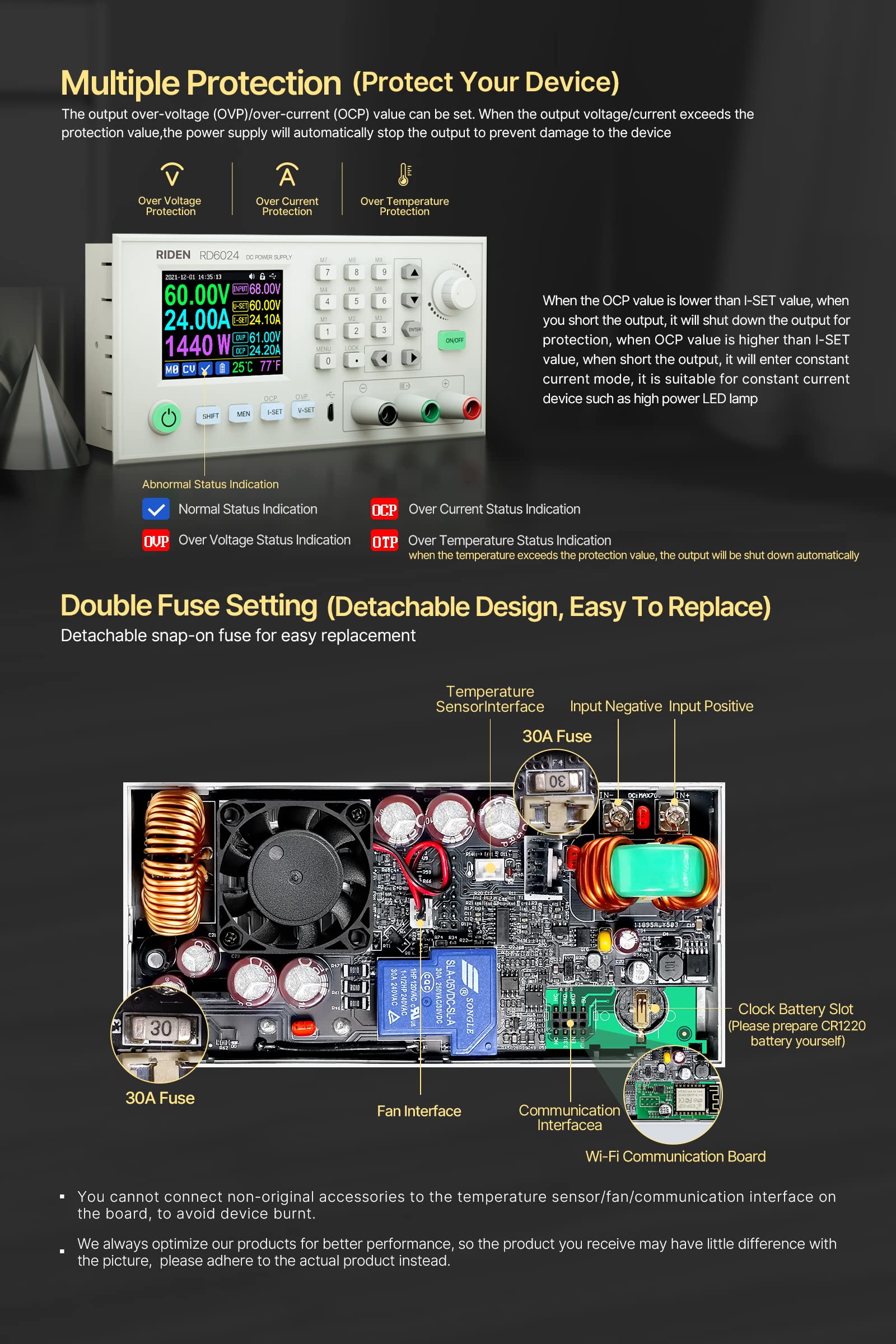 RD RD6024 60V 24A USB DC DC voltage current adjustable buck voltage conveter programble Step Down Power Supply (RD6024)