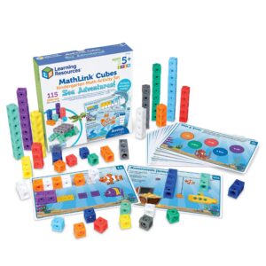 mathlink cubes kindergarten math activity set sea adventures!, math teaching toys, prekmanipulatives, children’s math games, 115 pieces, age 5+