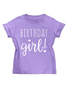 happy birthday t-shirt (girls 1 to 12) sassy kids party tee - sweet baby/toddler outfit (18m purple heather - short sleeve)