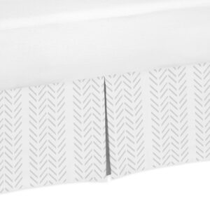 Sweet Jojo Designs Grey Chevron Arrow Boy Baby Crib Bed Skirt Nursery Dust Ruffle - Gray and White Geometric Construction Truck Tire Print