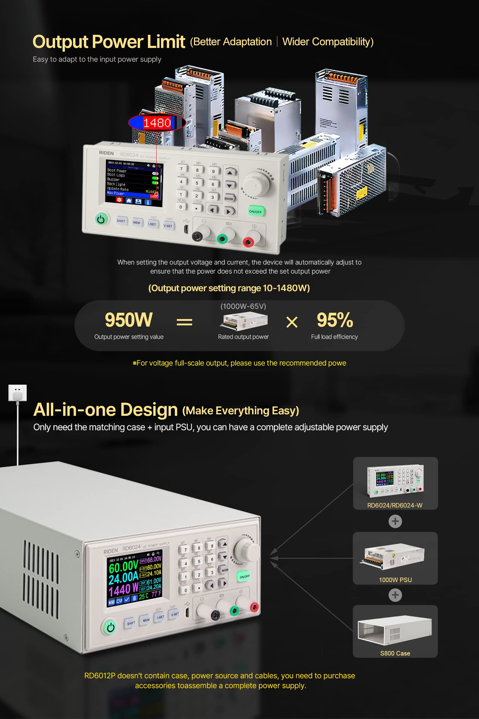 RD RD6024 60V 24A USB DC DC voltage current adjustable buck voltage conveter programble Step Down Power Supply (RD6024)