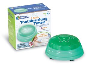 learning resources 2-minute toothbrushing timer - 1 piece, age 3+ kids dental health, toddler toothbrush, toddler timer bathroom, timer for kids