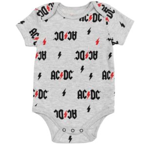 AC/DC Rock Band Baby Boys 3 Pack Short Sleeve Bodysuits black / grey / white 6-9 Months