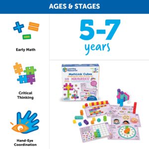 MathLink Cubes Kindergarten Math Activity Set Mathtastics!, Math Teaching Toys, PreKManipulatives, Children’s Math Games, 115 Pieces, Age 5+