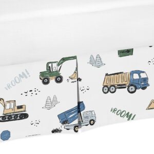 Sweet Jojo Designs Construction Truck Boy Baby Crib Bed Skirt Nursery Dust Ruffle - Grey Yellow Black Blue and Green Transportation