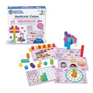 mathlink cubes kindergarten math activity set mathtastics!, math teaching toys, prekmanipulatives, children’s math games, 115 pieces, age 5+