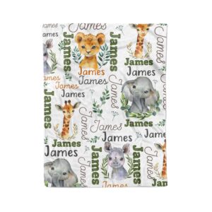 douce home personalized baby blanket safari, baby blanket with name, custom blanket for baby boy, 30"x40"