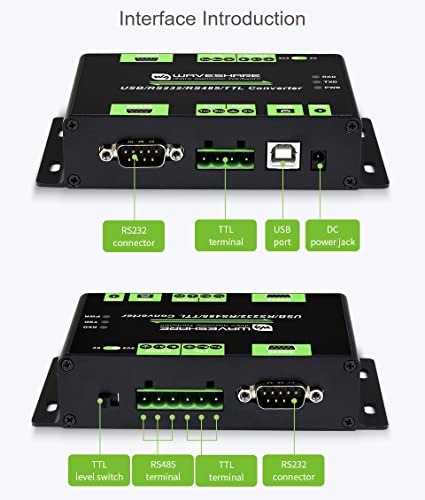 waveshare Industrial Isolated Multi-Bus Converter USB / RS232 / RS485 / TTL Communication Between Different Buses