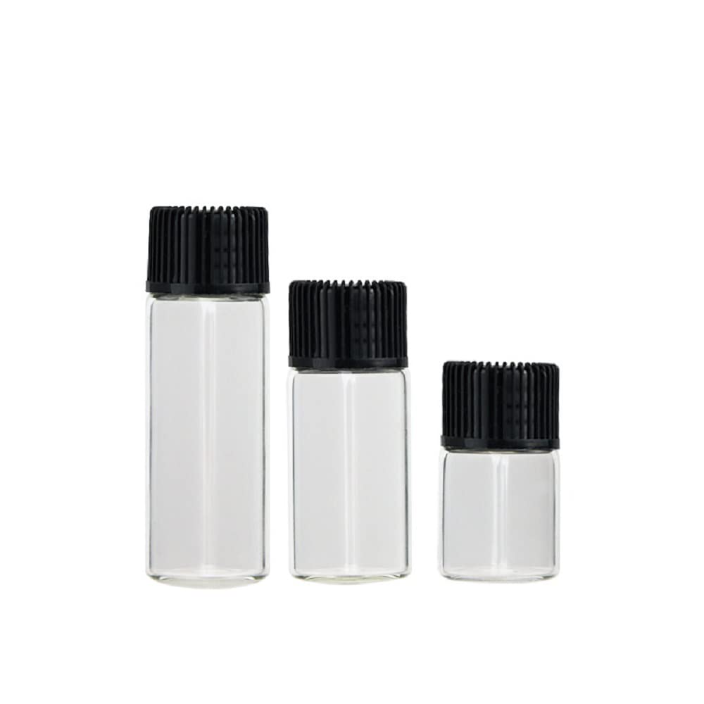 LabZhang 100 Pcs Glass Vials with Screw Caps, Small Liquid Sample Vial, Leak-Proof Vial (10ML, Clear)