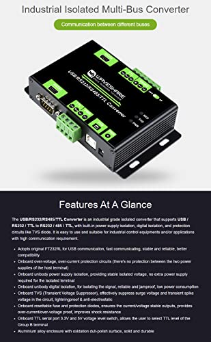 waveshare Industrial Isolated Multi-Bus Converter USB / RS232 / RS485 / TTL Communication Between Different Buses